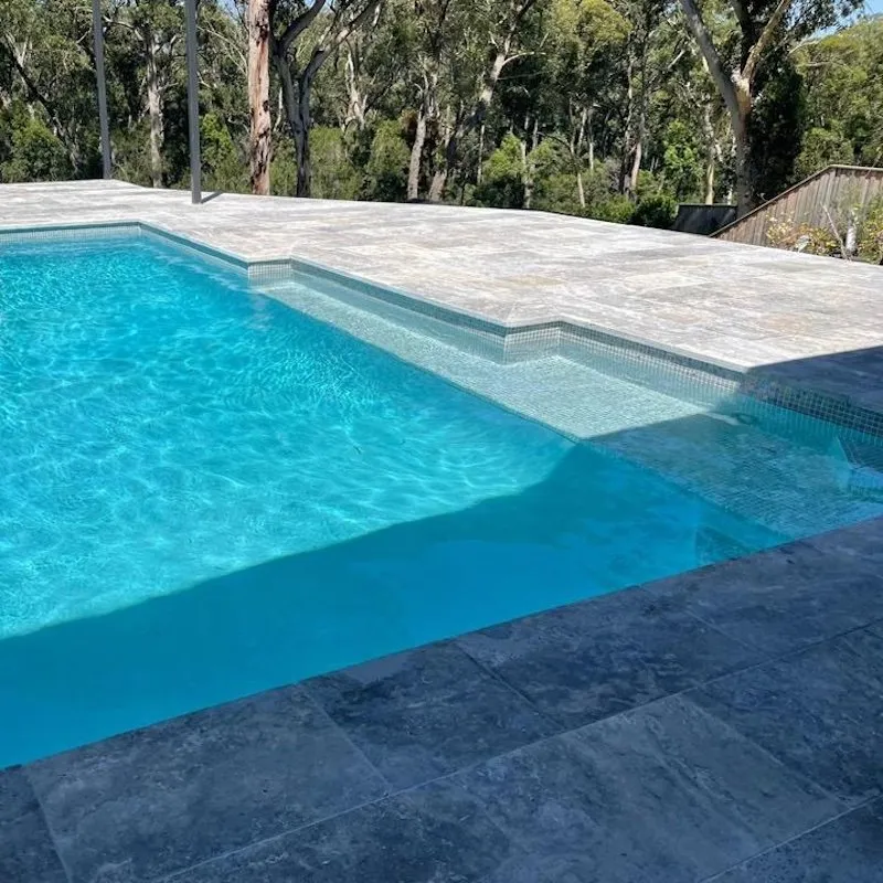 Silver Travertine Pavers, Tiles, Pool Copings | Tumbled | Stone Depot